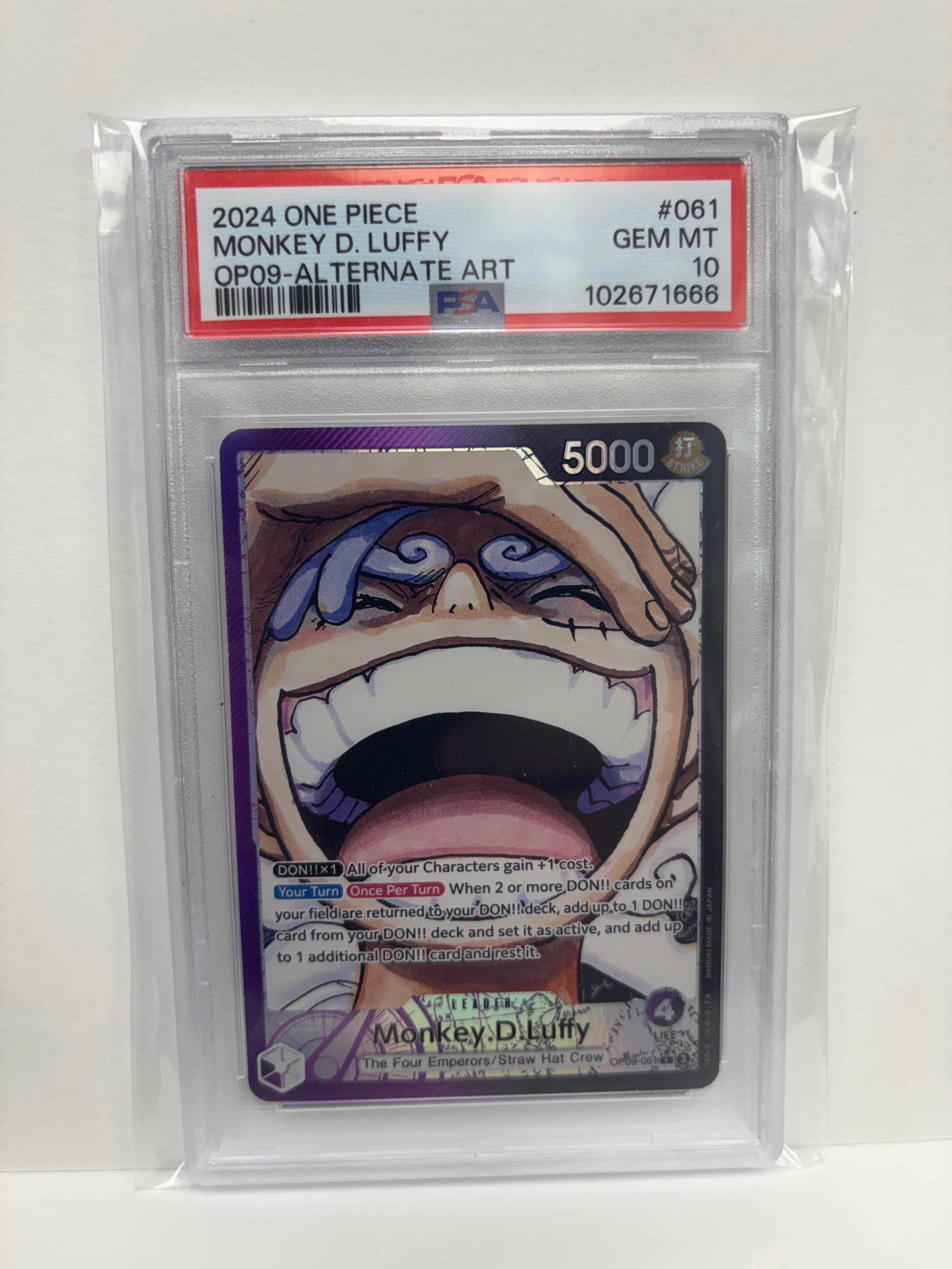 One Piece Card Game Monkey D. Luffy OP09-061 PSA 10 – Zapp! Comics